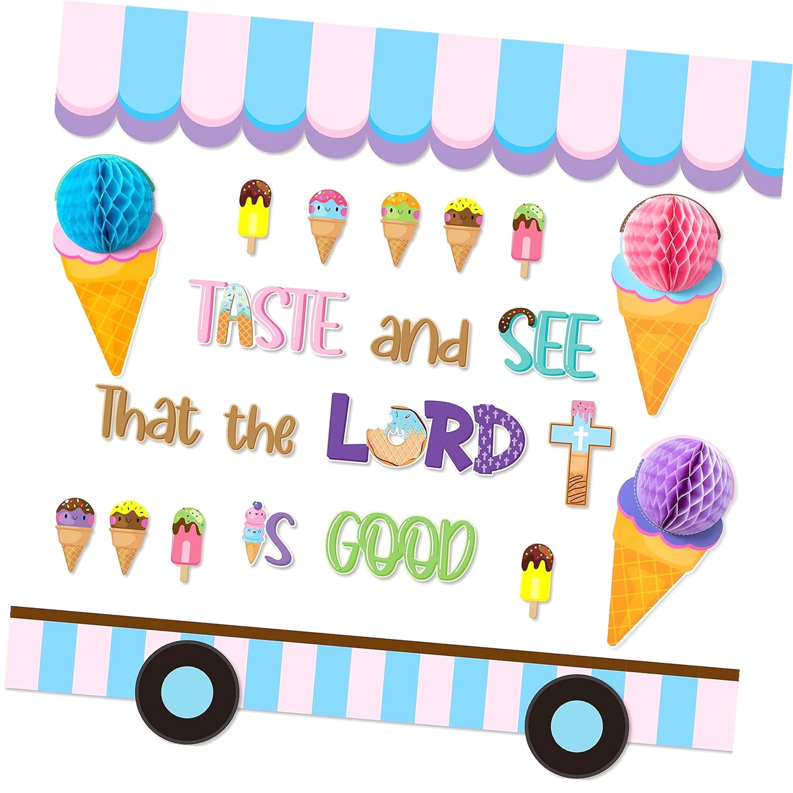 GZHJMY 73PCS Taste and That the LORD is Good Cut-outs for Classroom ...