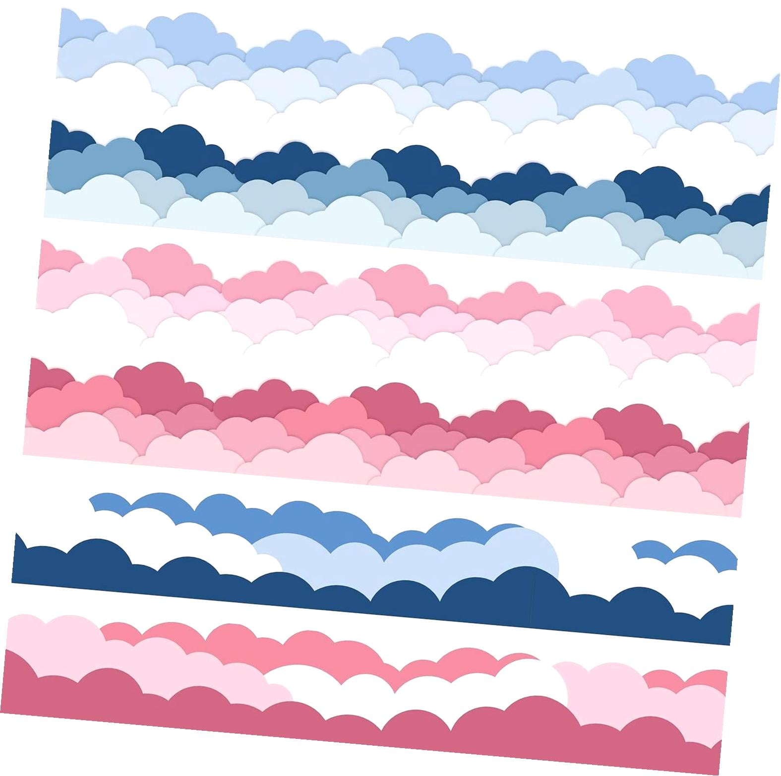 GZHJMY 75Ft Blue Bulletin Board Border, Sky Shape Die Cut Trim Bulletin ...