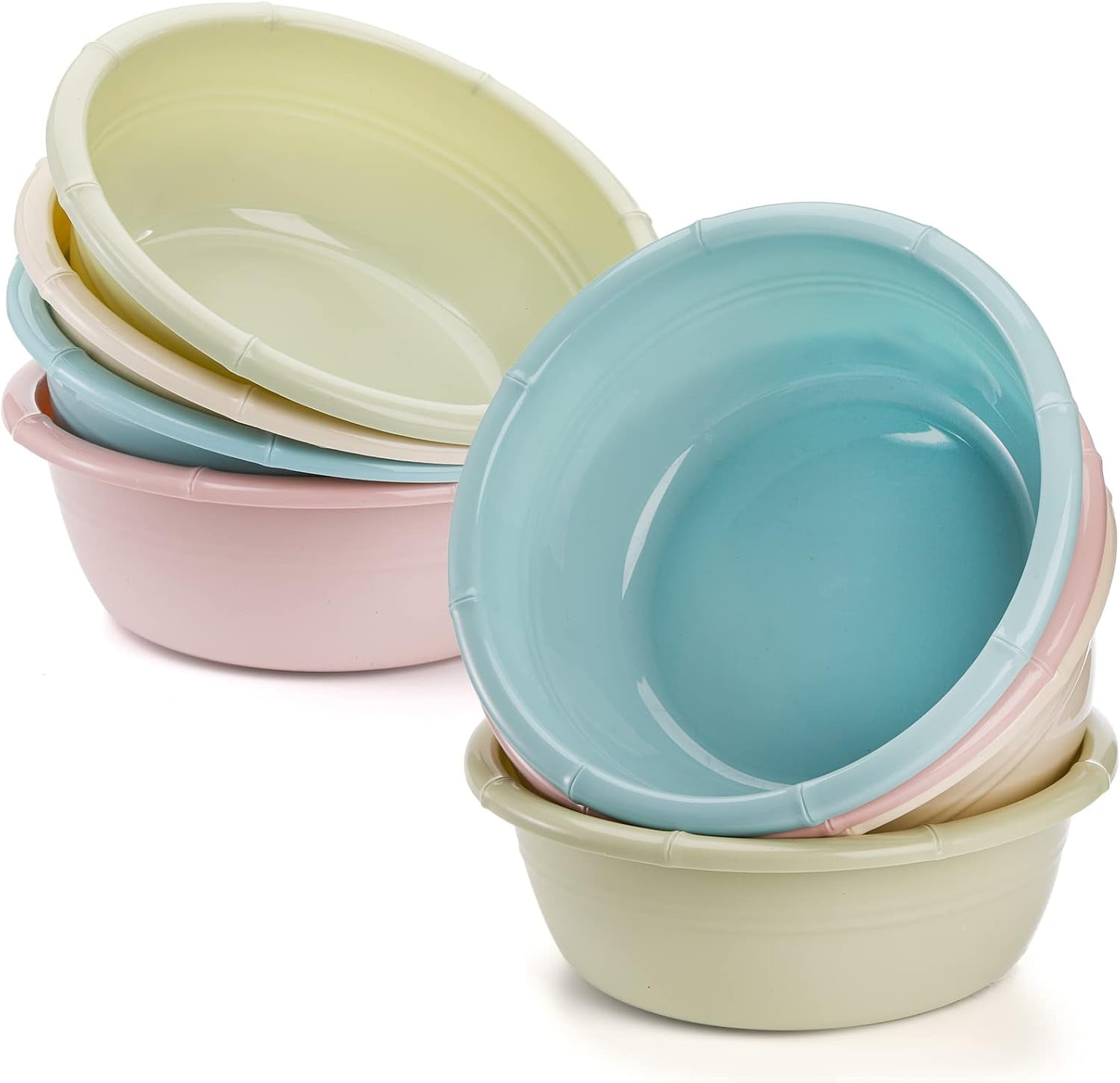 GZHJMY 8 Pack Plastic Wash Basin, 5 Quart Stackable Camping Dish Pan ...