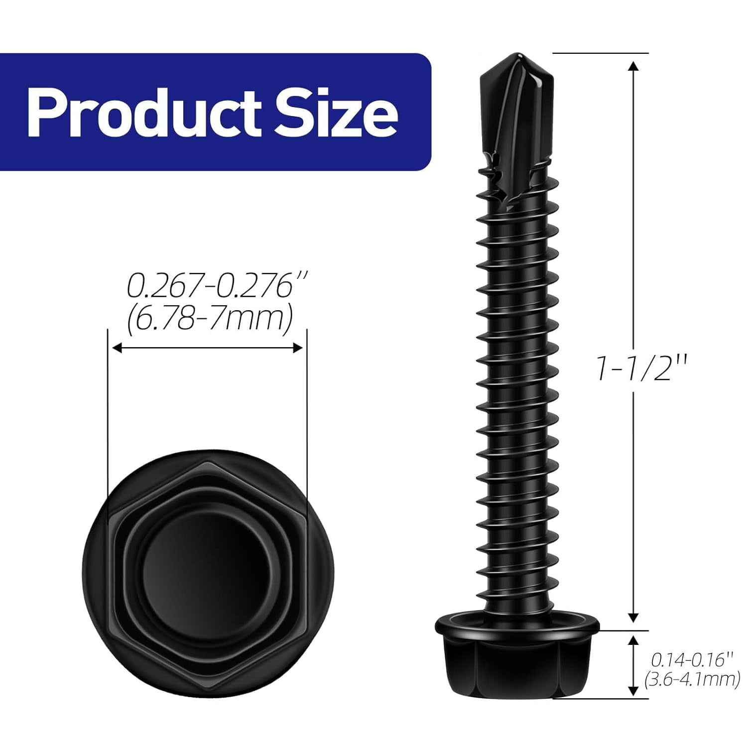 GZHJMY #8 x 1-1/2" Hex Washer Self Tapping Screws, TEK Screws, Self Drilling, Stainless Steel ...