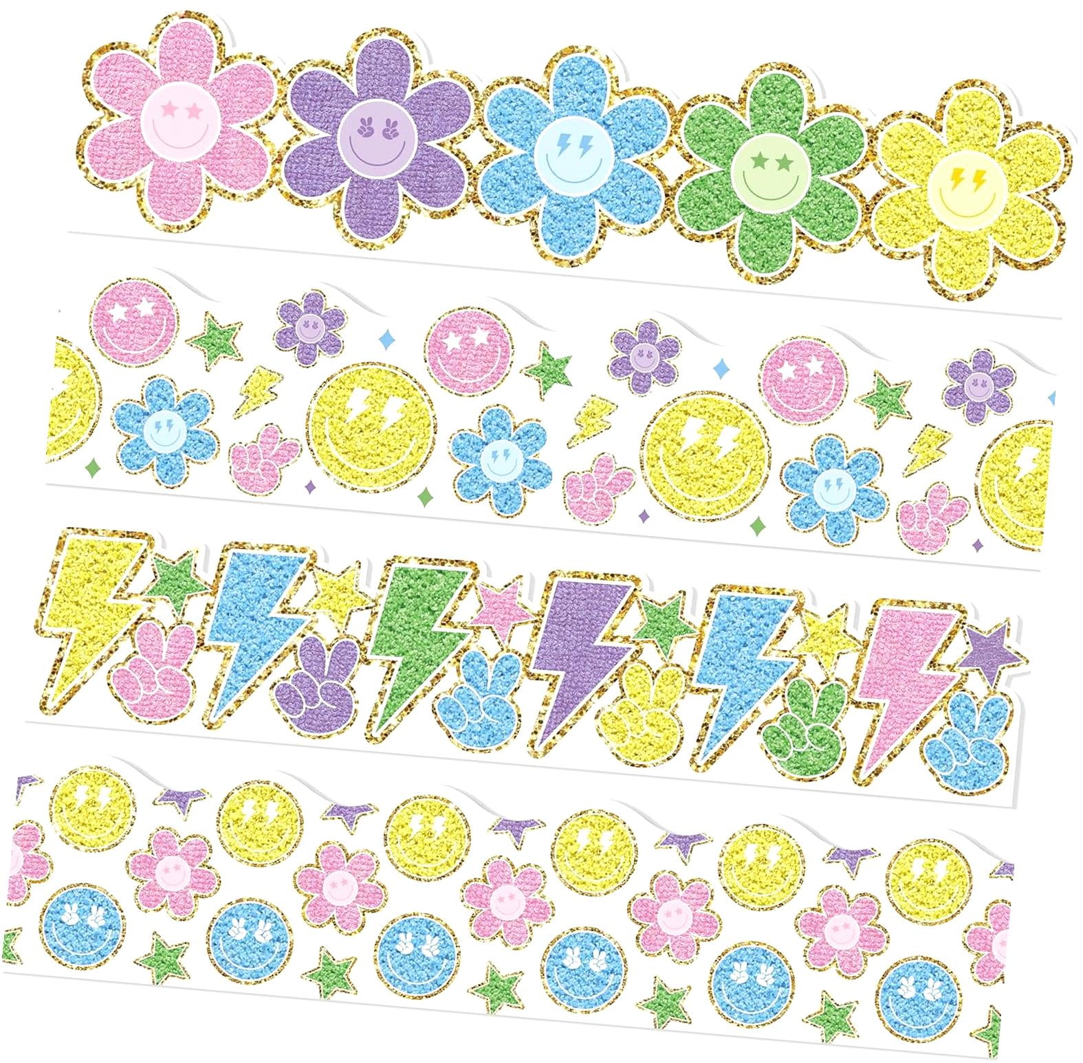 GZHJMY 82Ft Preppy Smile Face Daisy Classroom Borders for Bulletin ...