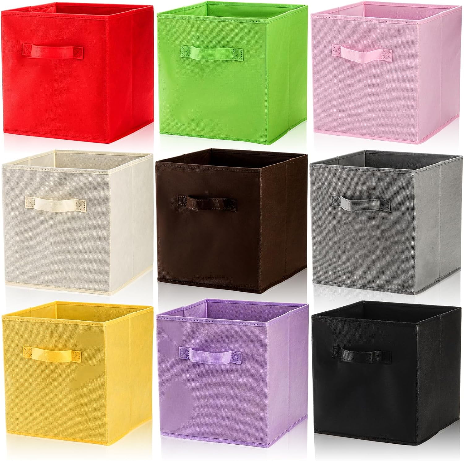 GZHJMY 9 Pack Cube Storage Bins, 11 Inch Collapsible Fabric Storage ...