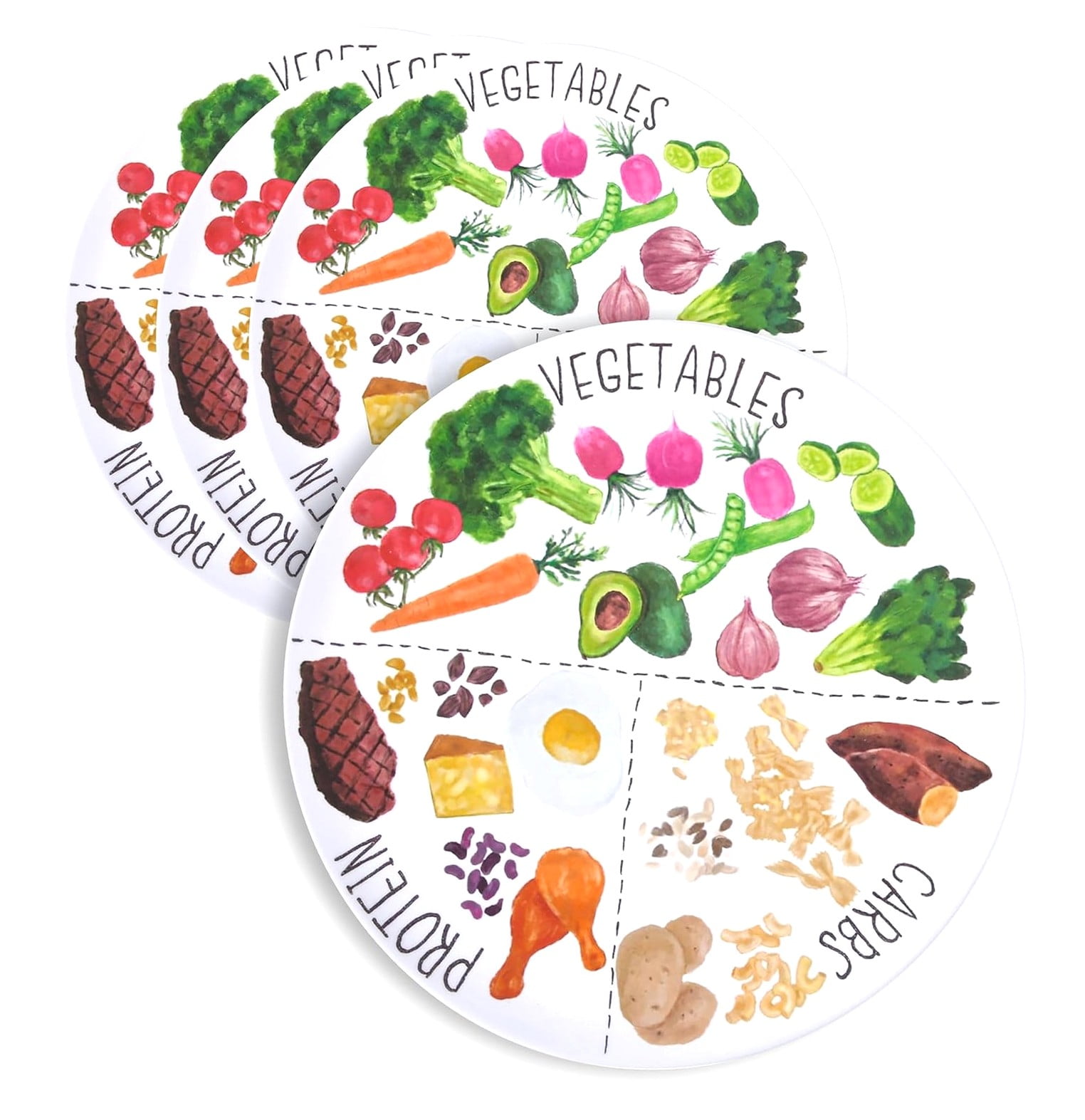 GZHJMY 9" Portion Control Plate Healthy Nutrition Plate for Adults and ...