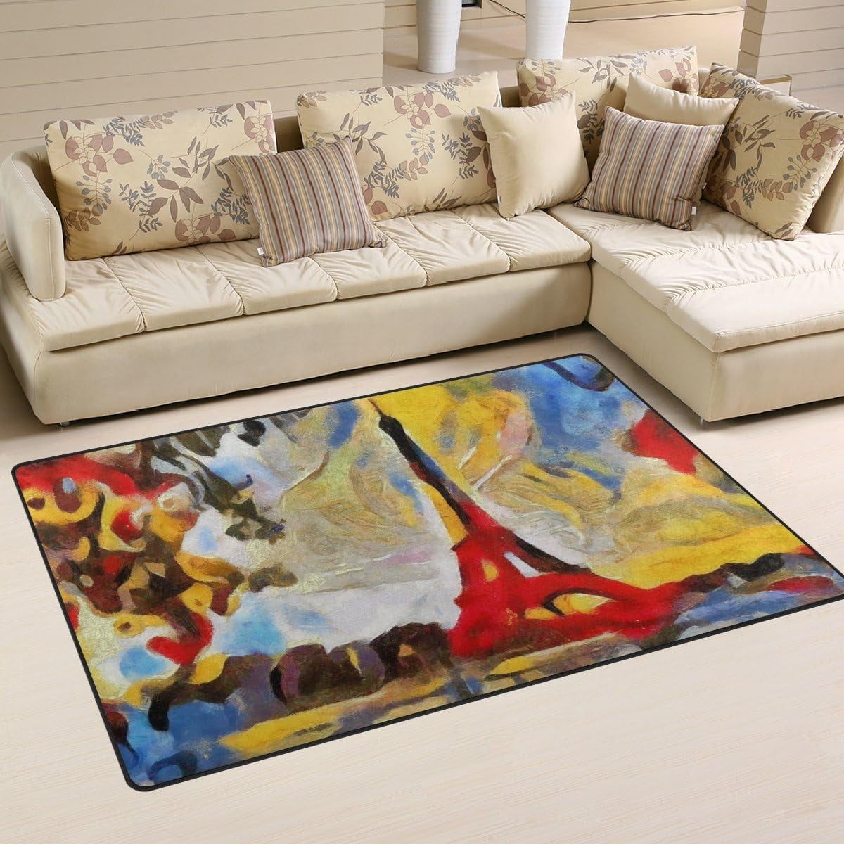 GZHJMY Abstract Art Colorful Non Slip Area Rug for Living Dinning Room ...