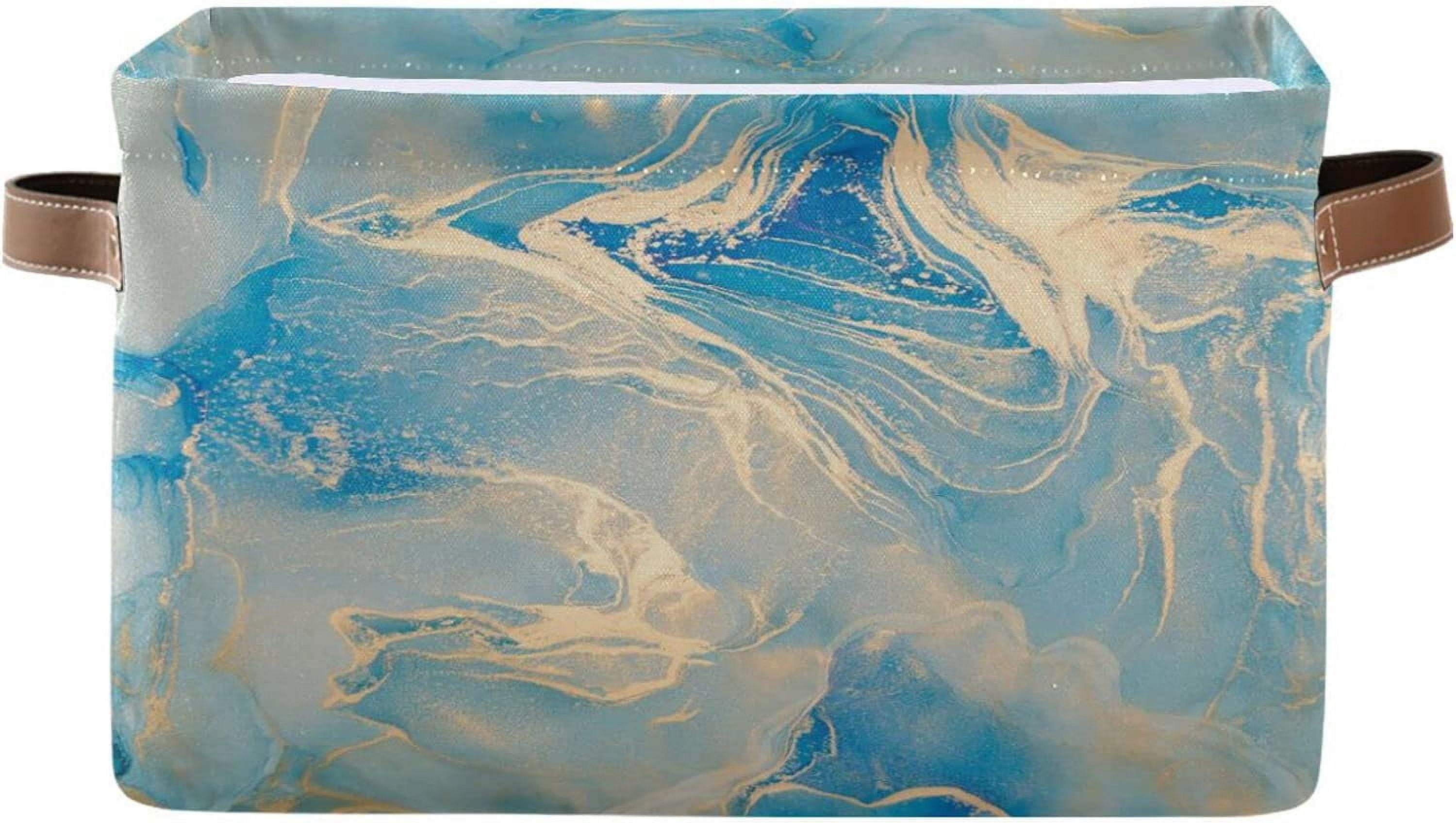 GZHJMY Abstract Blue Large Square Storage Basket Bin with Handles 1PCS ...