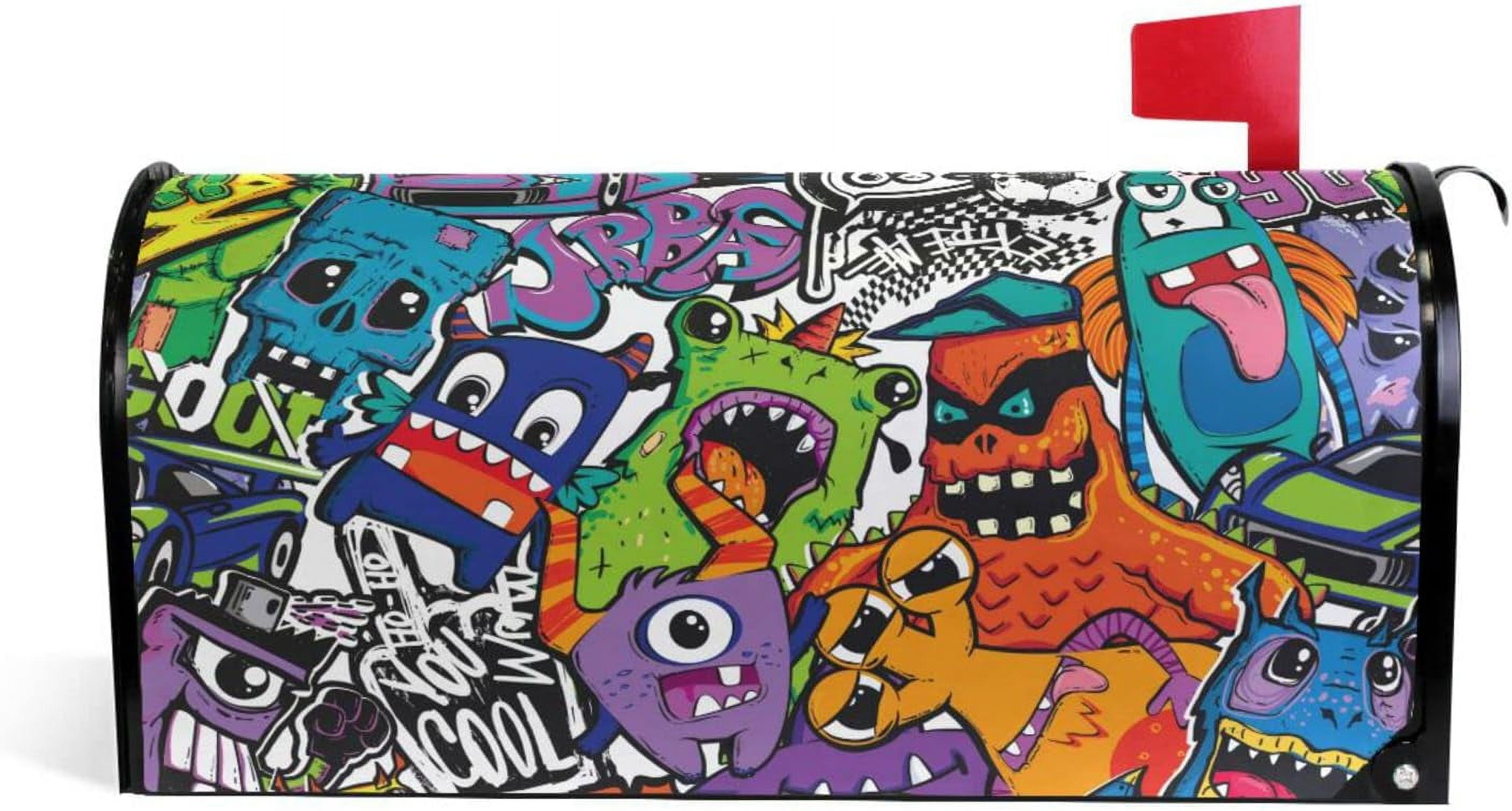 GZHJMY Abstract Cartoon Monsters Graffiti Magnetic Mailbox Cover Large ...