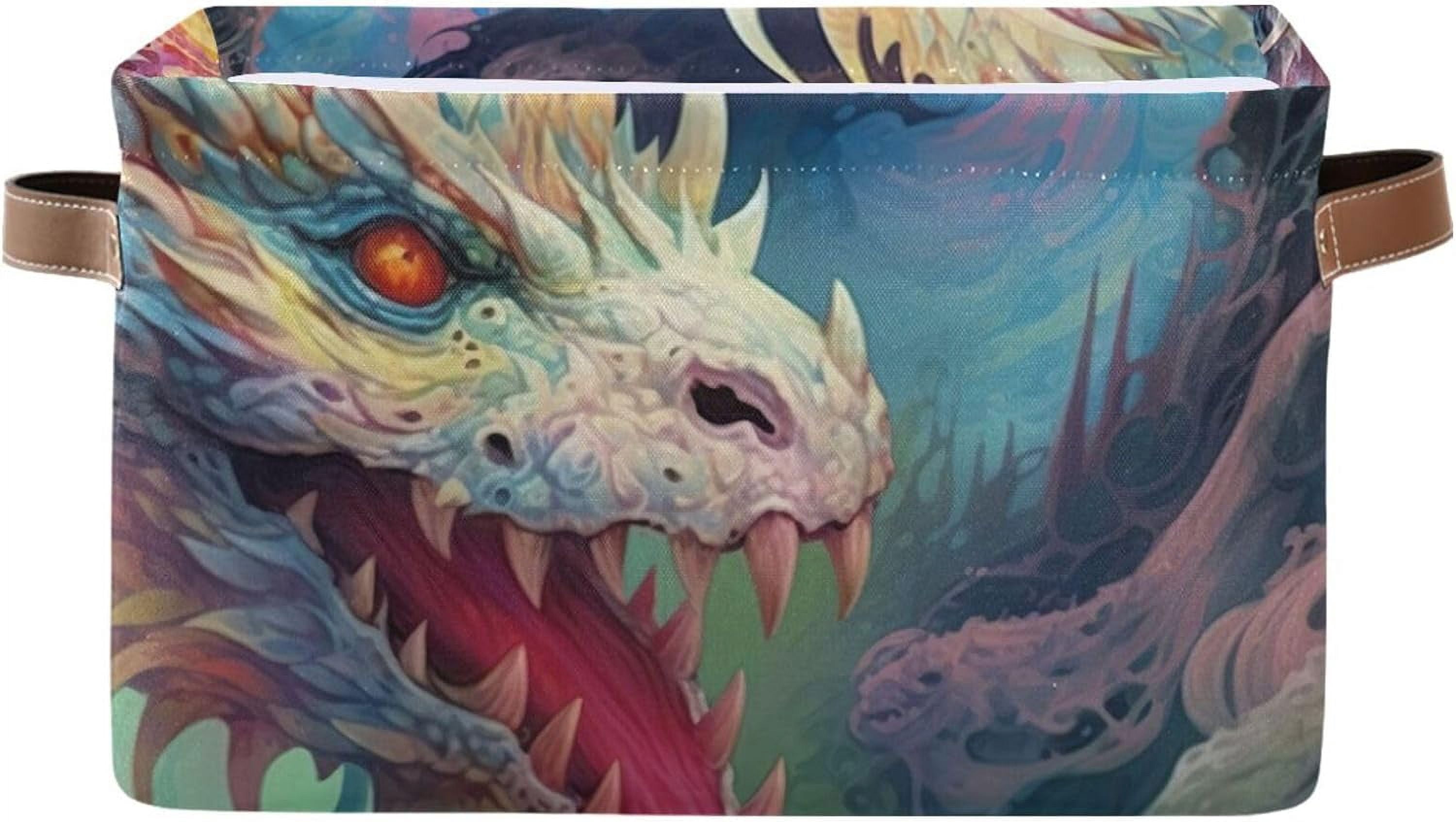 GZHJMY Abstract Dragon Pattern Storage Bins Foldable Canvas Fabric ...