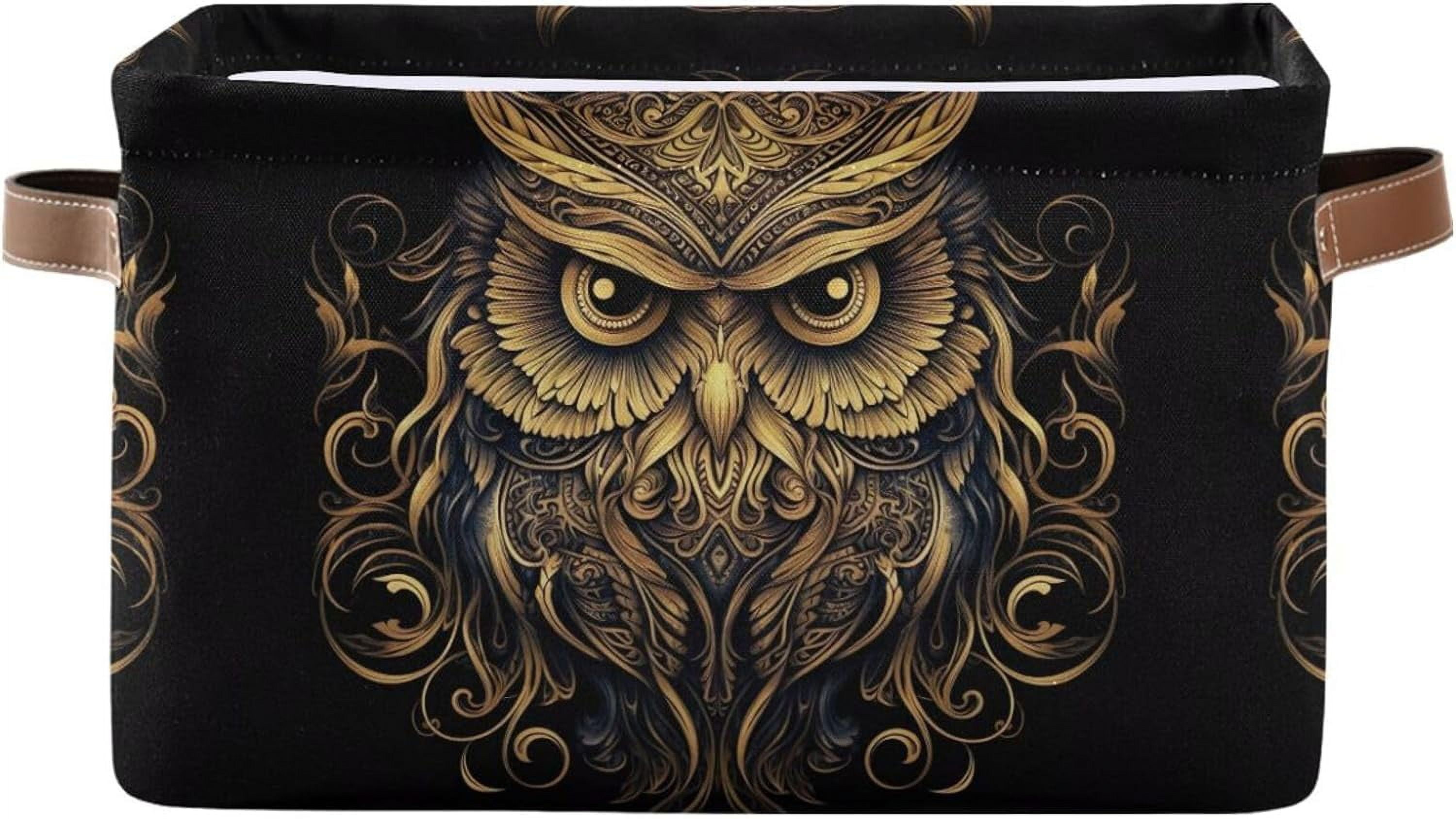GZHJMY Abstract Funny Owl Storage Bins Foldable Canvas Fabric Storage ...