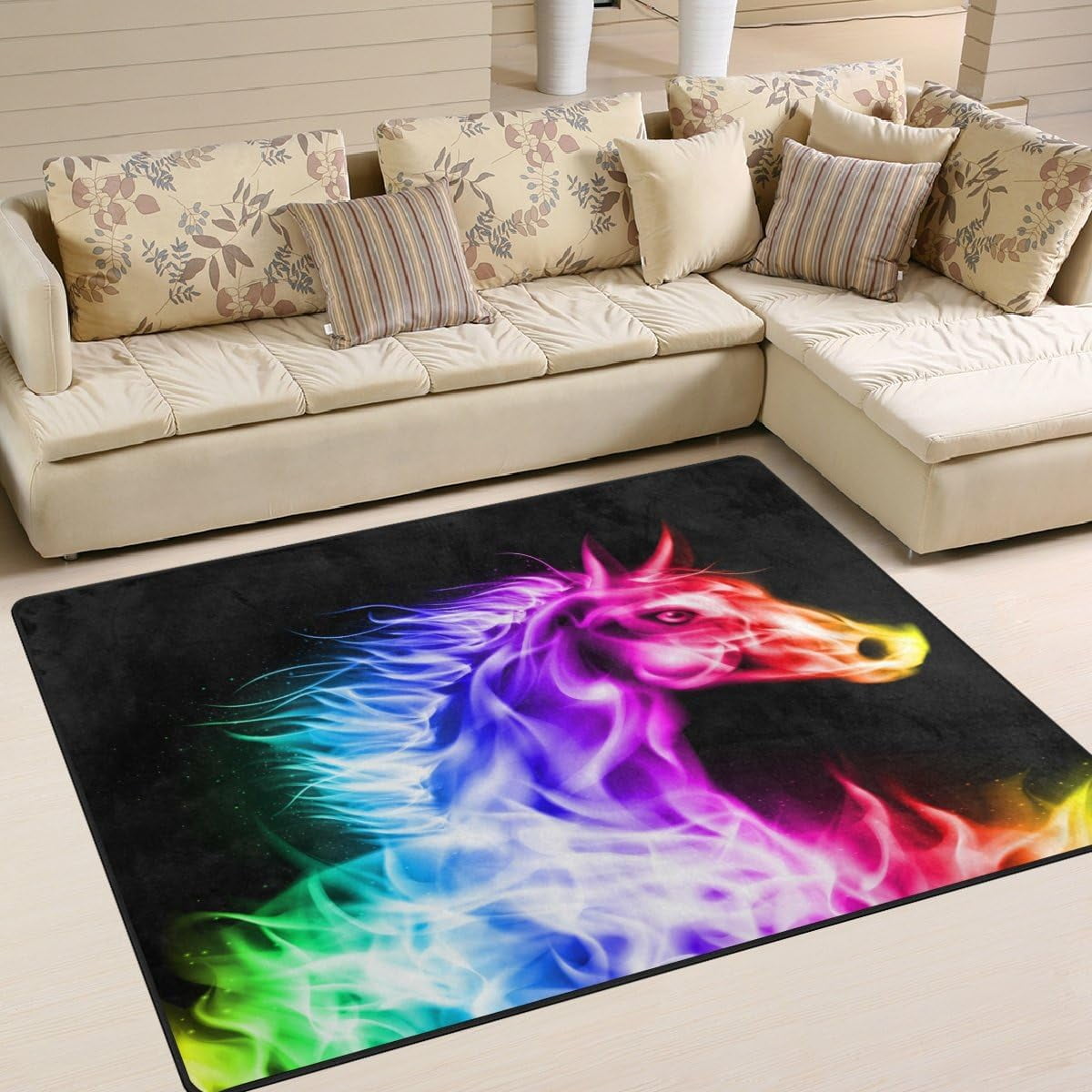 GZHJMY Abstract Horse Area Rug Living Room Rugs - 5'3" x4 Abstract ...