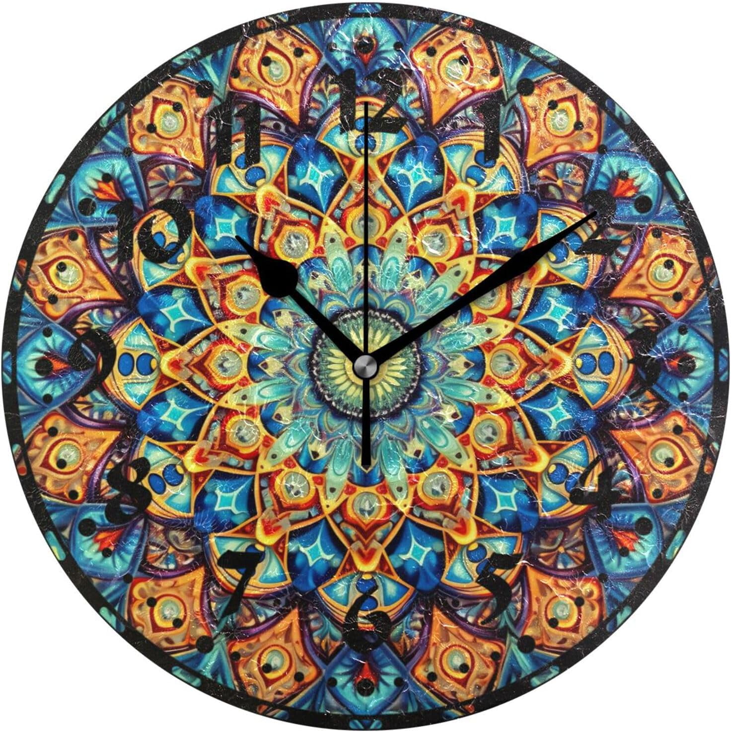 GZHJMY Abstract Mandala Wall Clock, PVC Silent Non Ticking 10 Inch ...