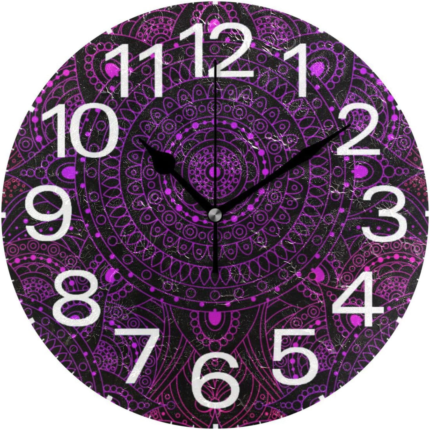 GZHJMY Abstract Pink Mandala Wall Clock,Silent Non Ticking 10 Inch ...