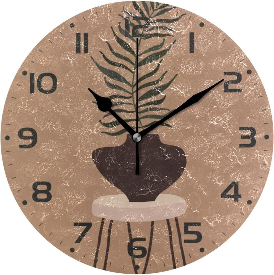 GZHJMY Abstract Tropical Leaf Geometric Shapes Wall Clock, 10" Silent ...