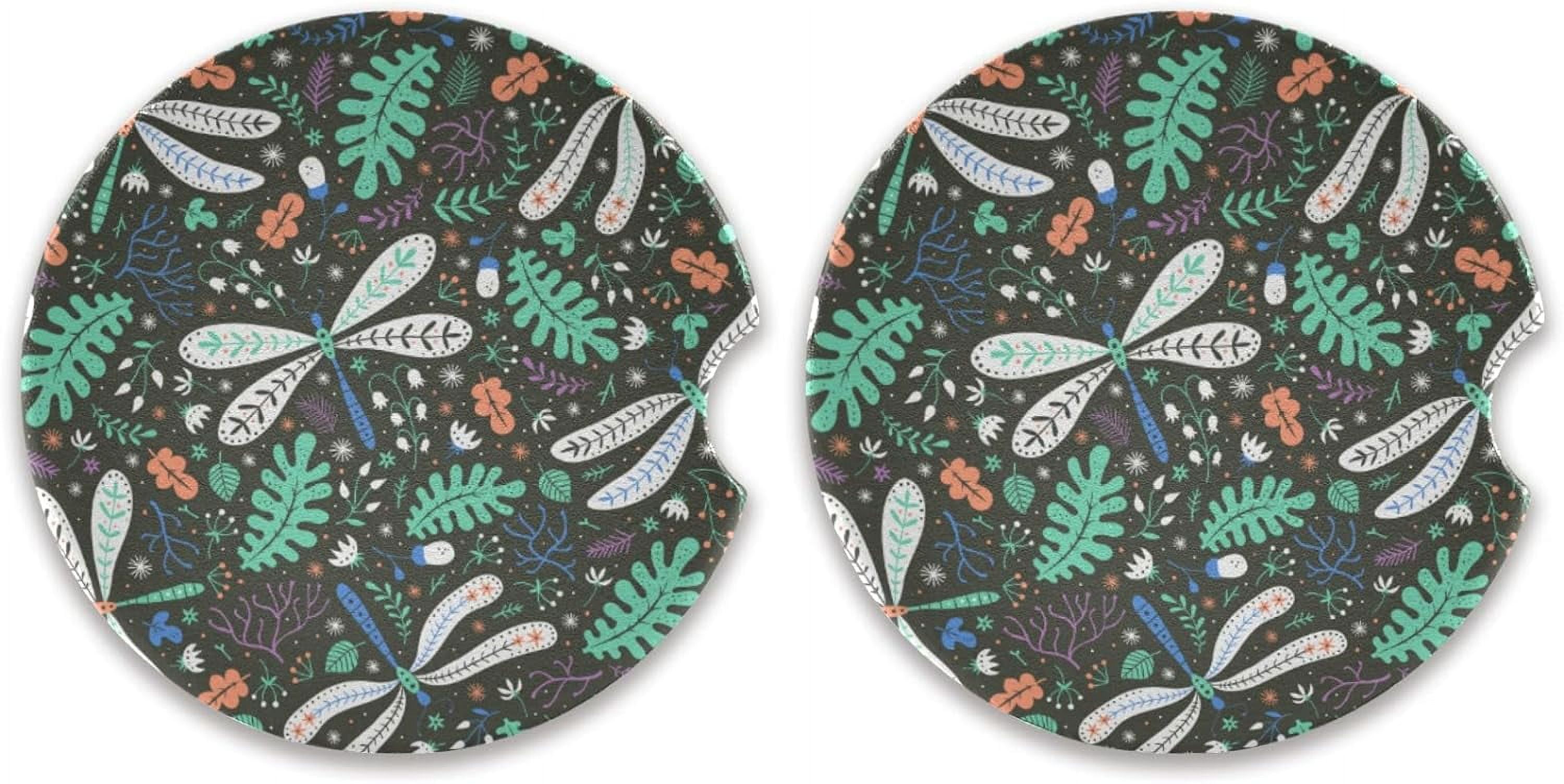 GZHJMY Acorns and Dragonflies Car Coaster 2 Pieces, with Finger Slits ...