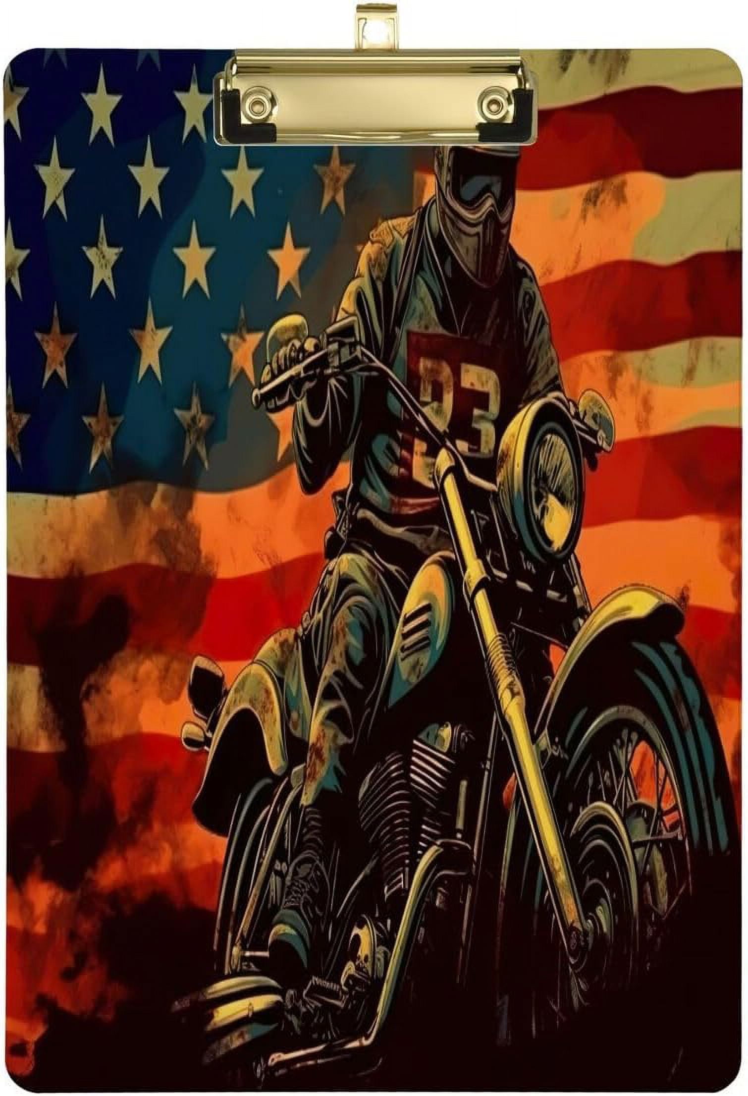 GZHJMY Acrylic Clipboard,Skull Motorcycle American Flag Fashion Letter ...
