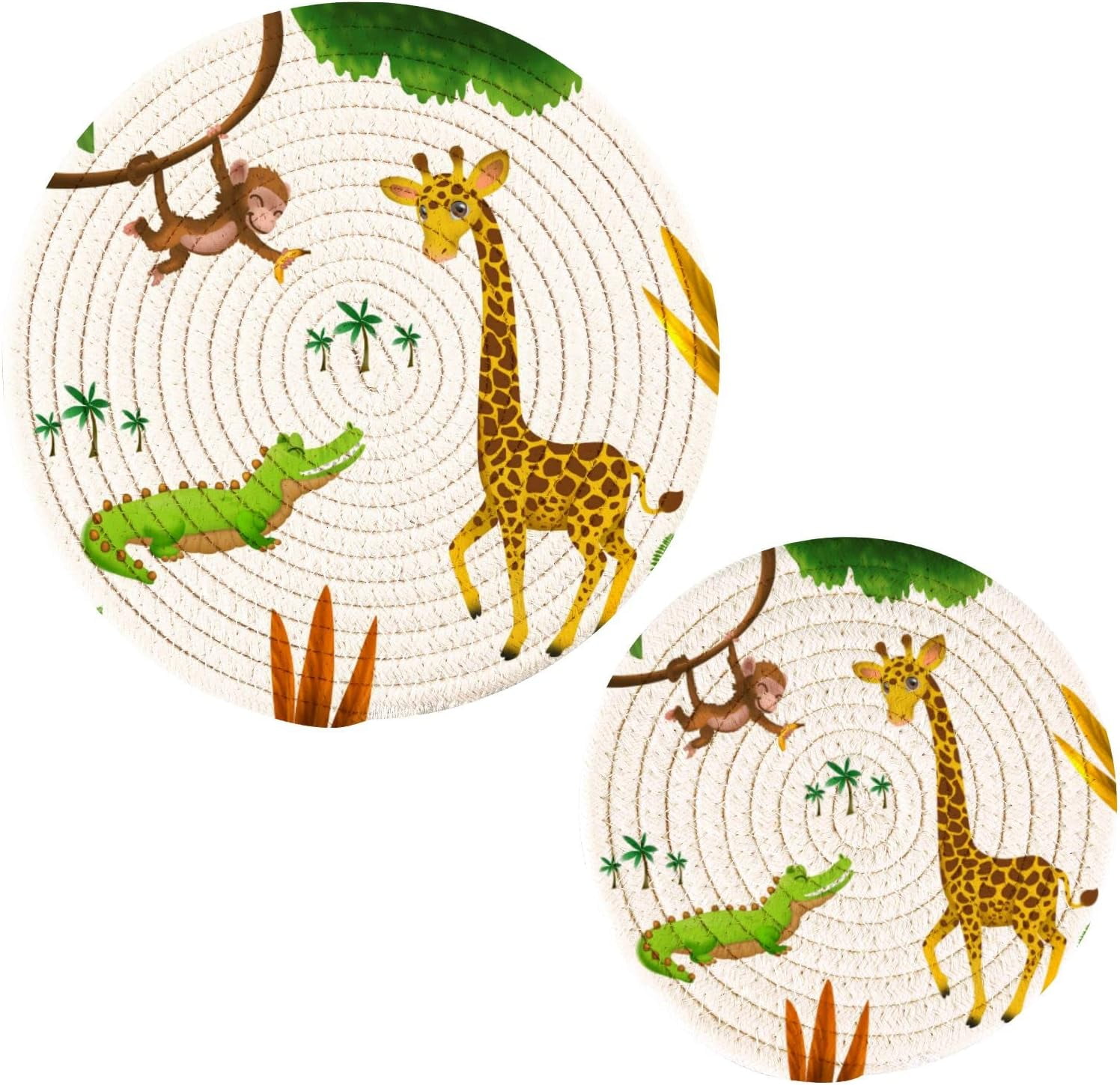 GZHJMY African Animal Giraffe Crocodile Monkey Palm Tree Jungle Leaf ...
