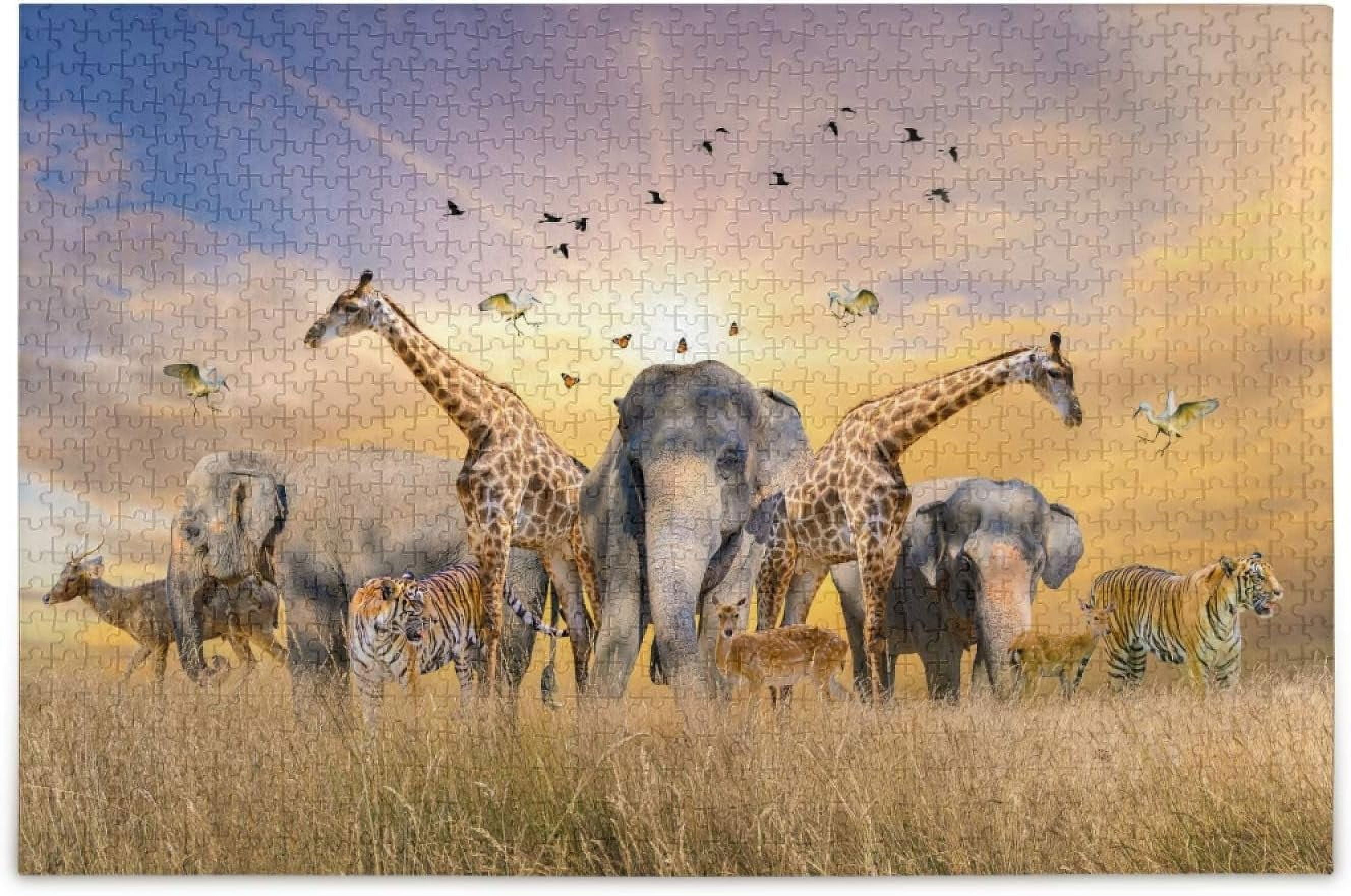 GZHJMY African Animals Wildlife Giraffe Lion Puzzle for Adults 1000 ...