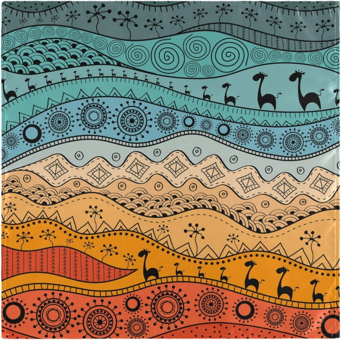 GZHJMY African Hand-Drawn Ethnic Pattern Tribal Cloth Napkins, Set of 1 ...