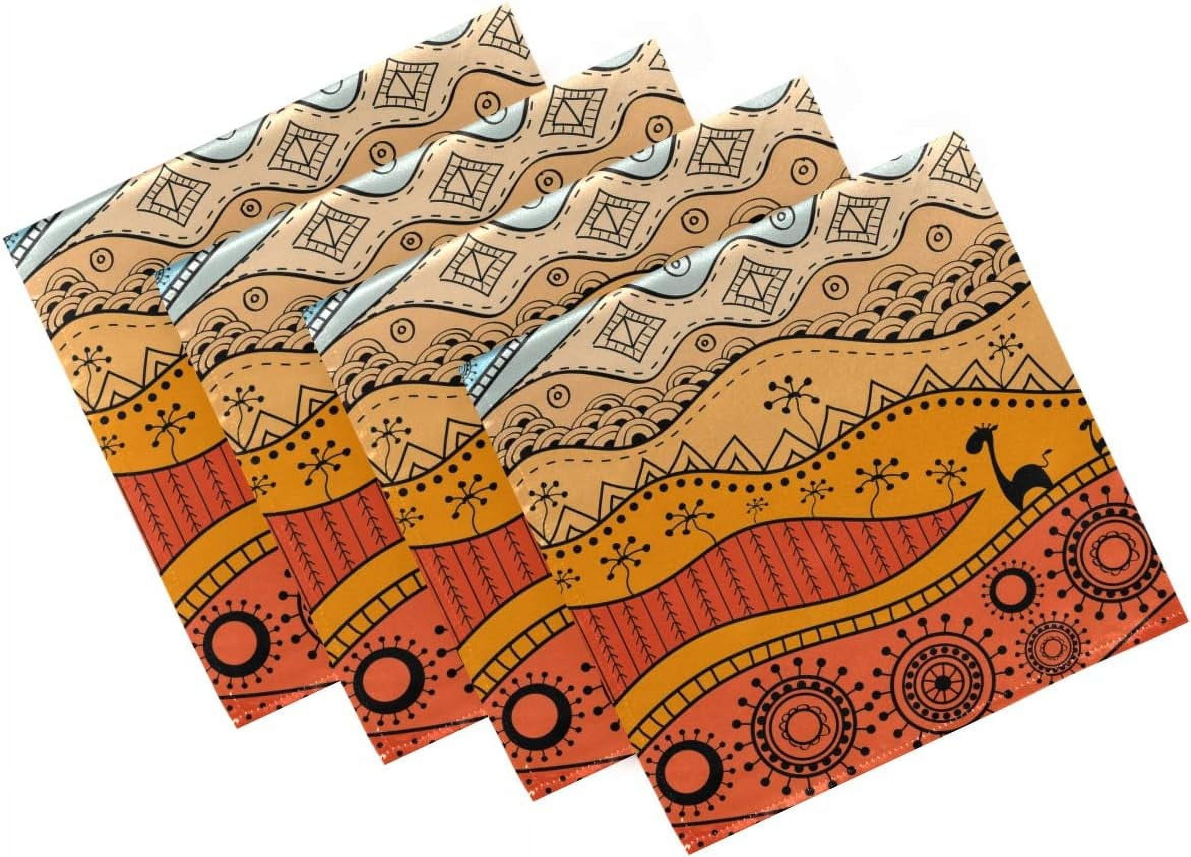 GZHJMY African Hand-Drawn Ethnic Pattern Tribal Cloth Napkins, Set of 4 ...