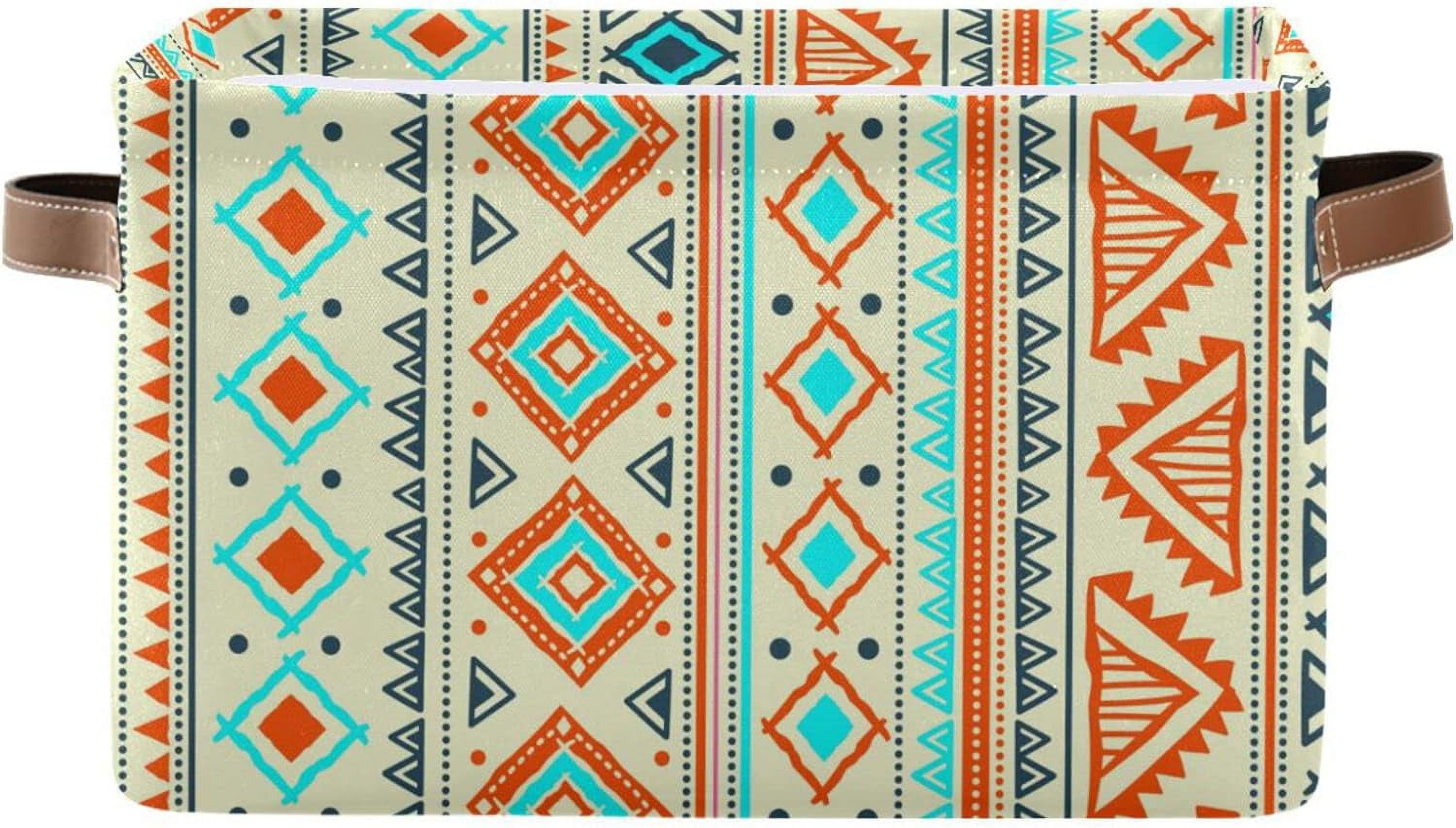GZHJMY African Tribal Geometric Storage Basket with Handles Collapsible ...