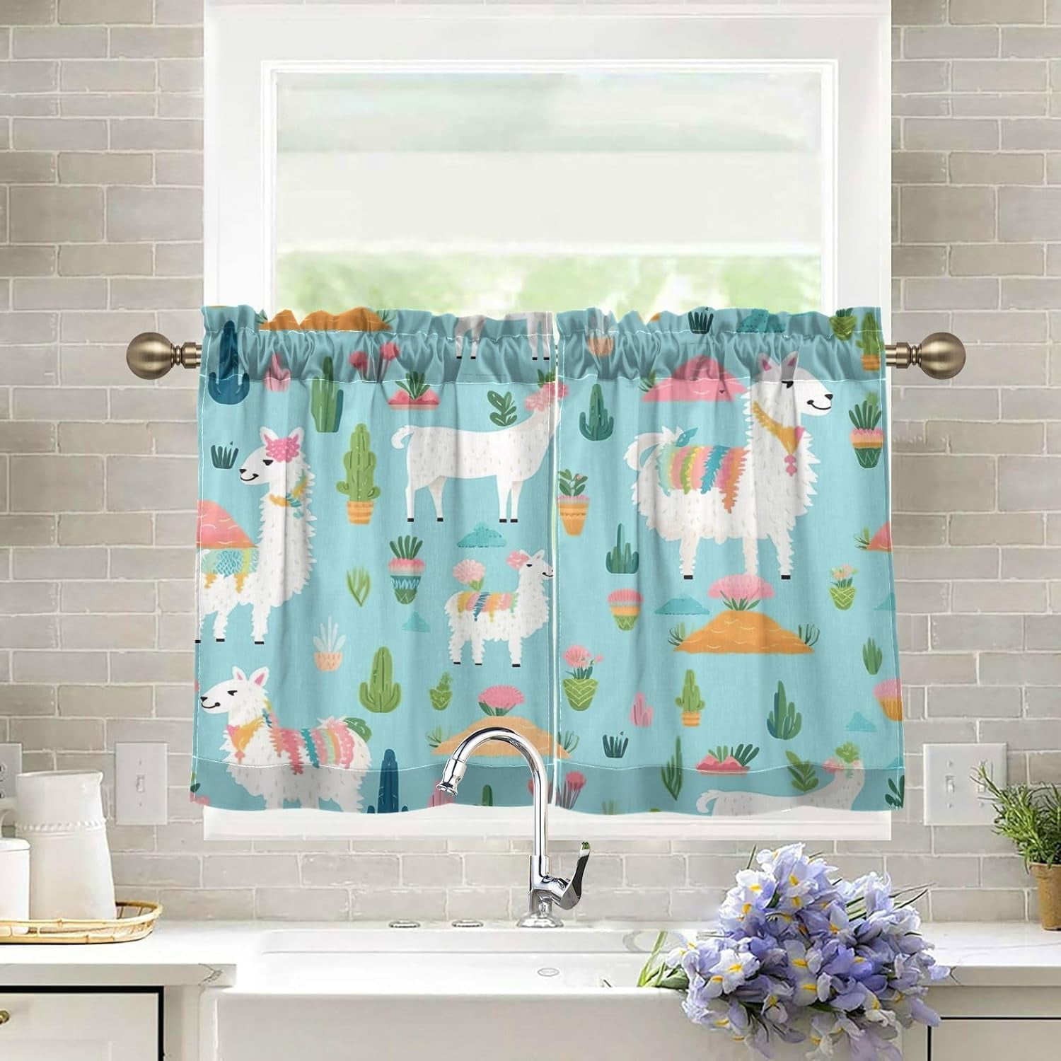 GZHJMY Alpaca Half Window Tier Curtains 36 Inch Blackout Thermal ...