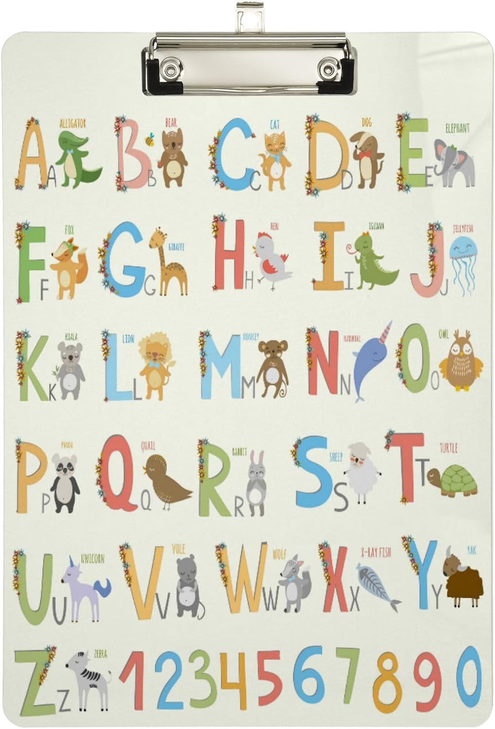 GZHJMY Alphabet Cartoon Animals Clipboard Plastic Clipboard A4 Standard ...