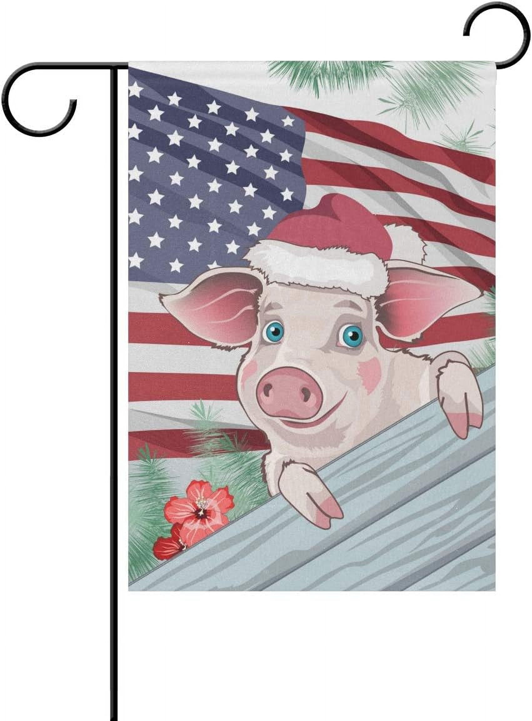 GZHJMY American Flag Cute Pig Garden Flag 12 x 18 Inch Vertical Double ...