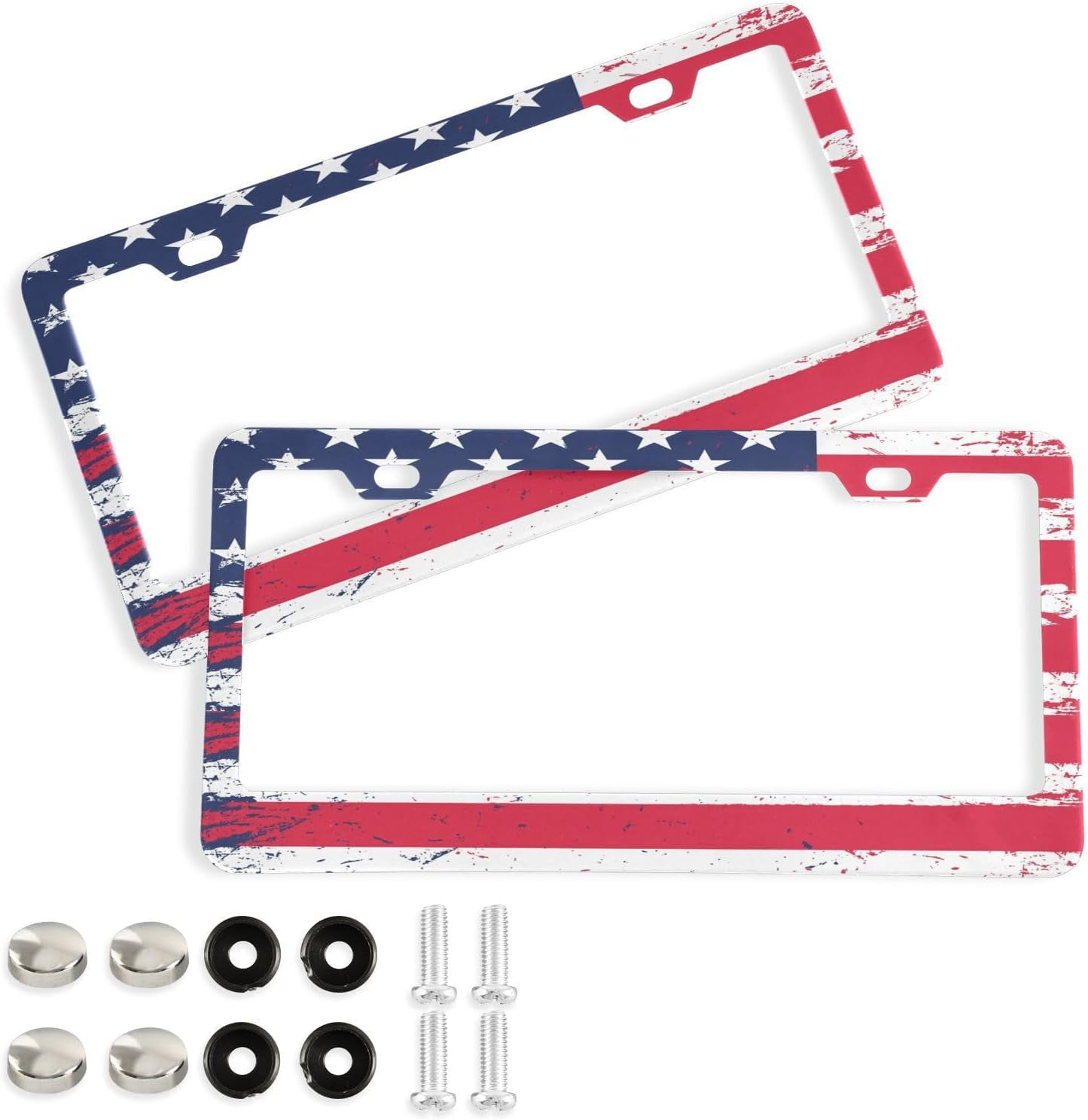 GZHJMY American Flag License Plate Frames 2PCS Car License Plate Holder ...