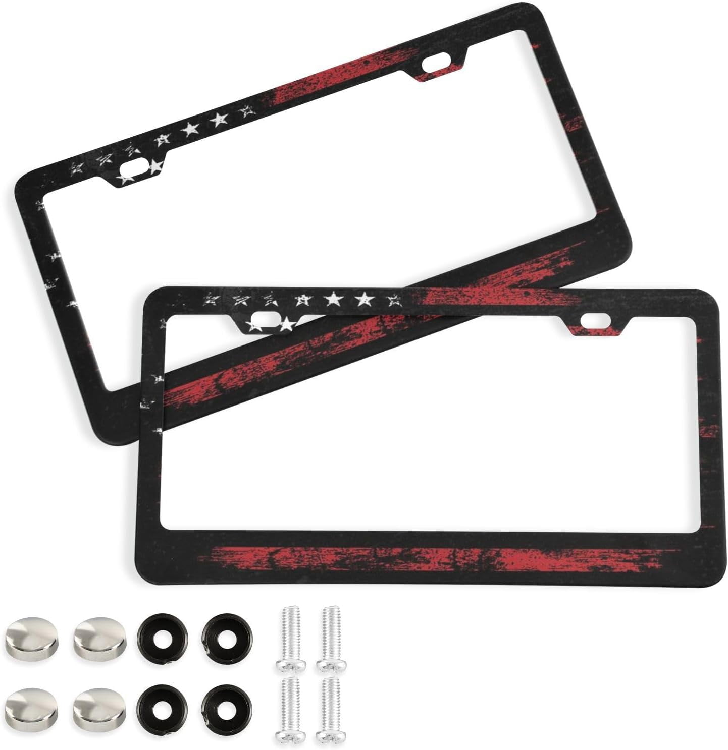 GZHJMY American Flag License Plate Frames Set of 2, Universal Aluminum ...