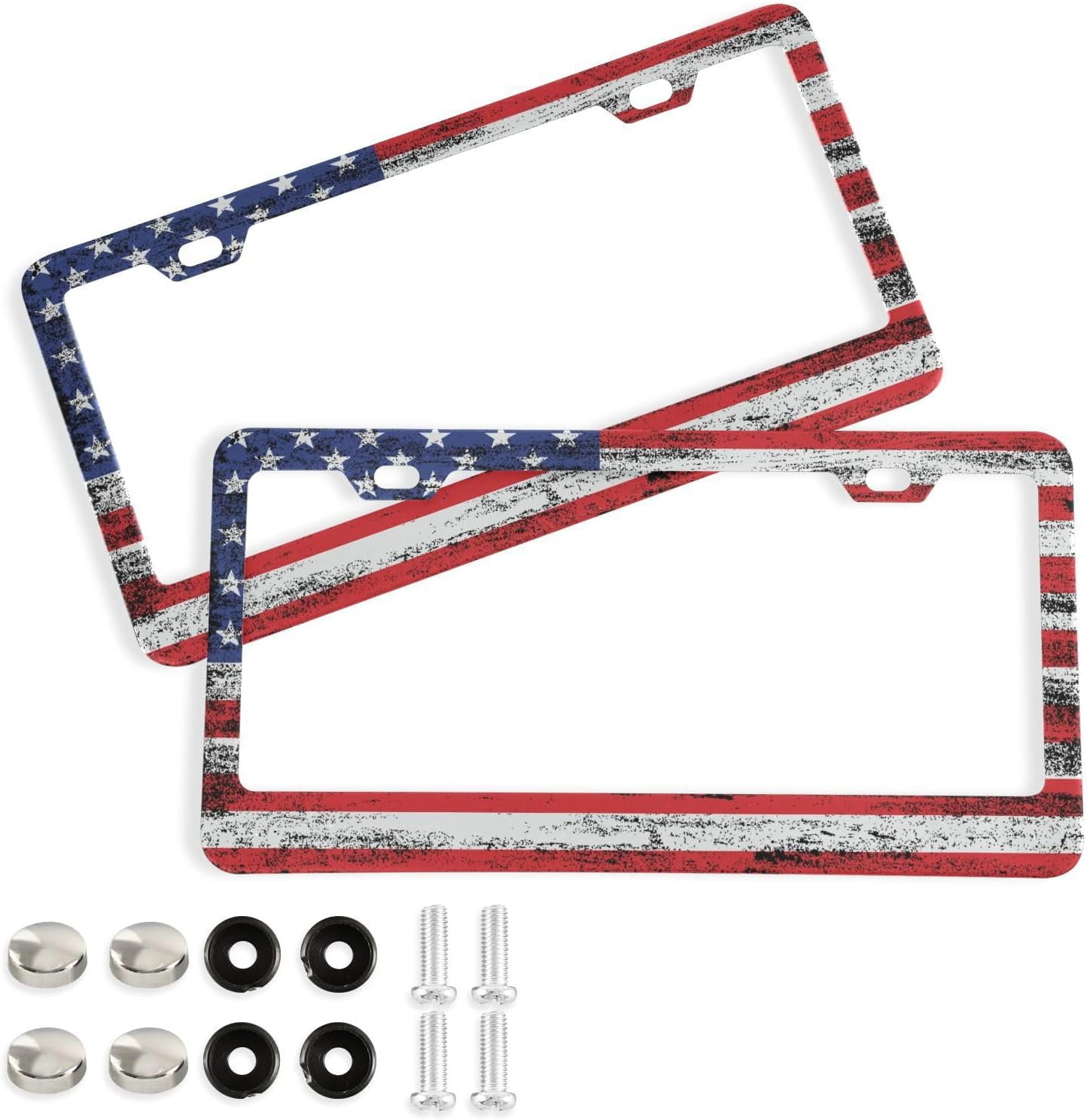GZHJMY American Flag License Plate Frames Set of 2, Universal Aluminum ...