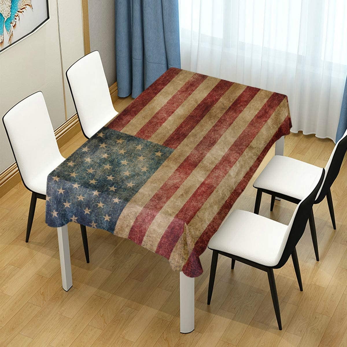 GZHJMY American Flag Star and Stripe Square Tablecloth 54"(W) x 54"(L ...