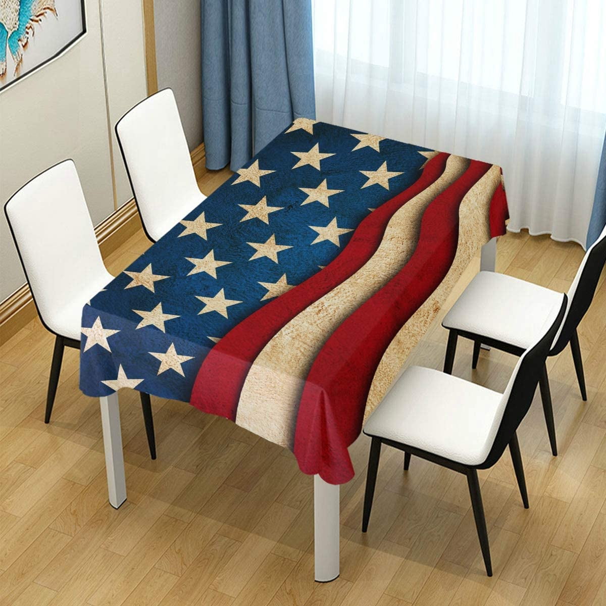 GZHJMY American Flag Star and Stripe Square Tablecloth 60"(W) x 60"(L ...