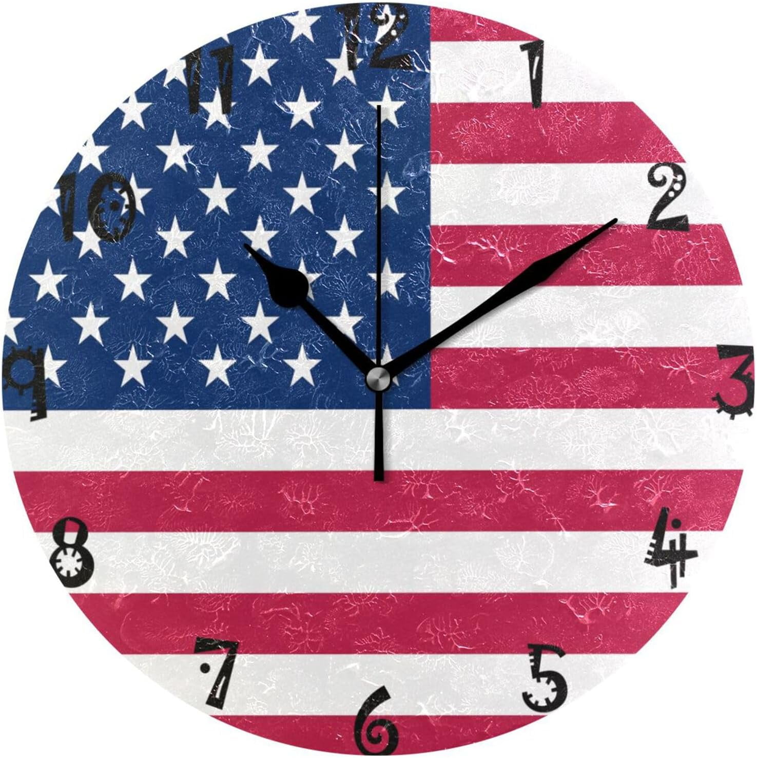 GZHJMY American Flag Wall Clock,Silent Non Ticking 10 Inch Battery ...