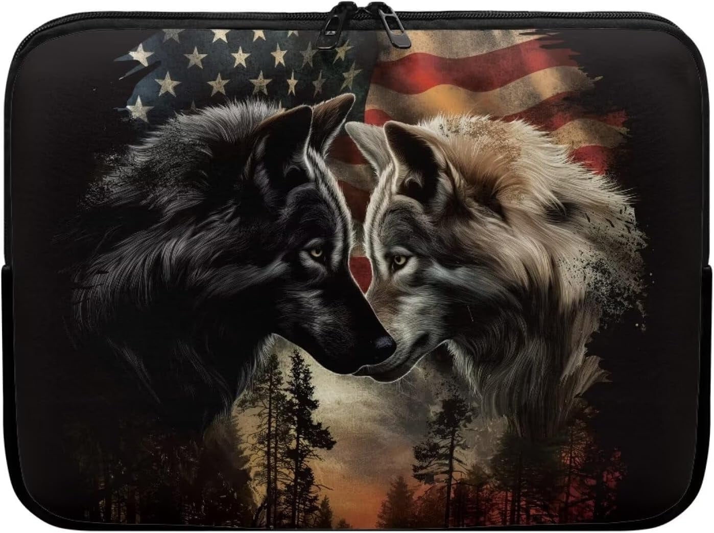 GZHJMY American Flag Wolf Print 10-17 Inch Laptop Carrying Case Shockof ...