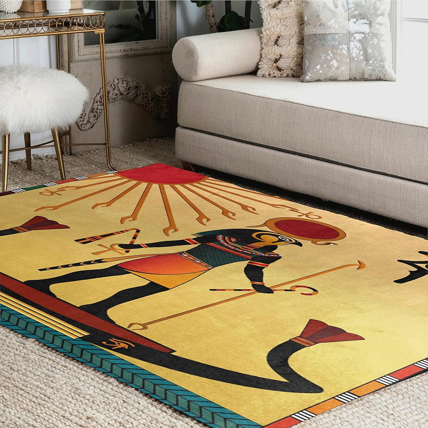GZHJMY Ancient Egyptian Artwork Area Rug Living Room Rugs - 5'3" x4 ...