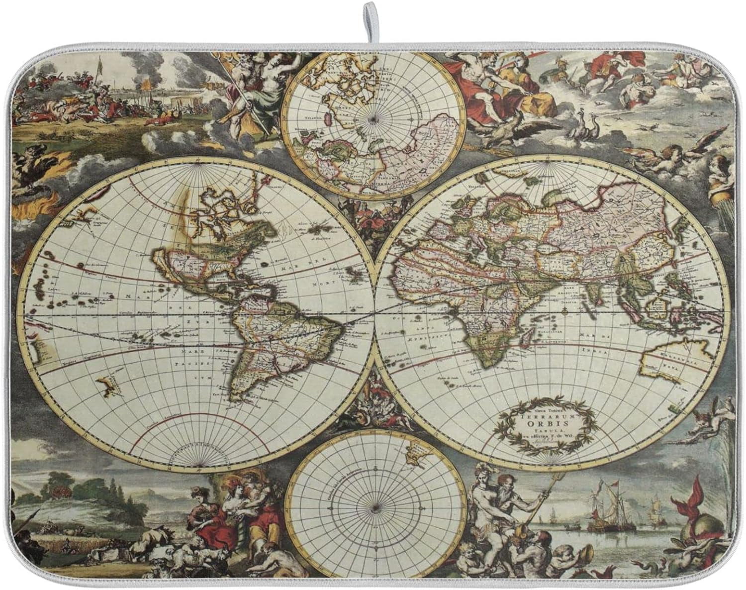 GZHJMY Ancient Vintage Wold Map Absorbent Dish Drying Mat Microfiber ...