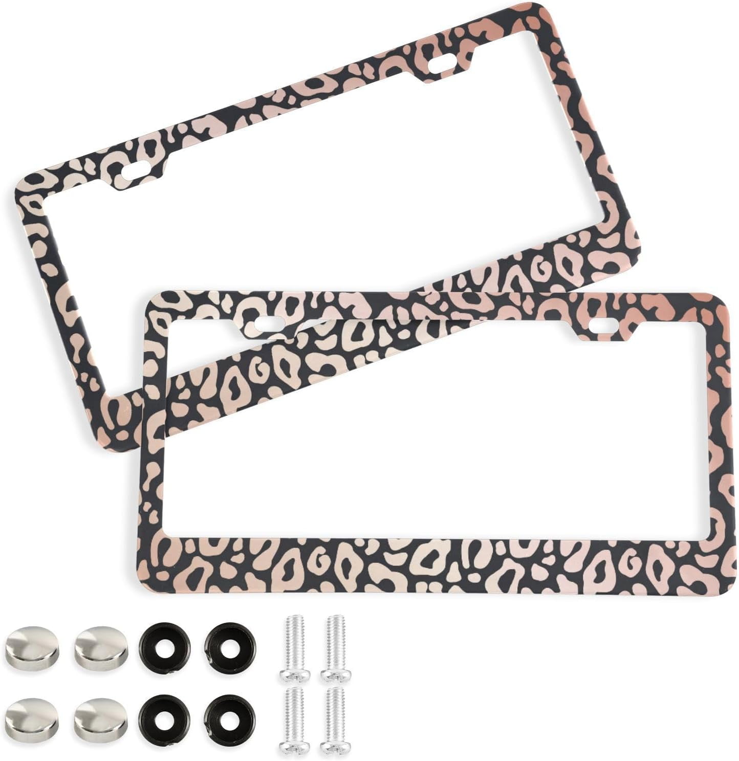 GZHJMY Animal Leopard Print Rose Gold License Plate Frames for Women ...
