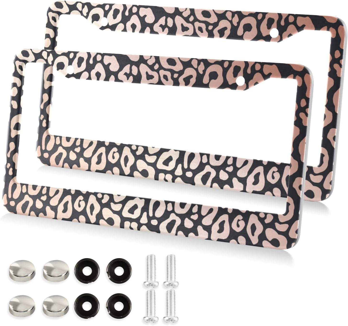 GZHJMY Animal Leopard Print Rose Gold License Plate Frames for Women ...