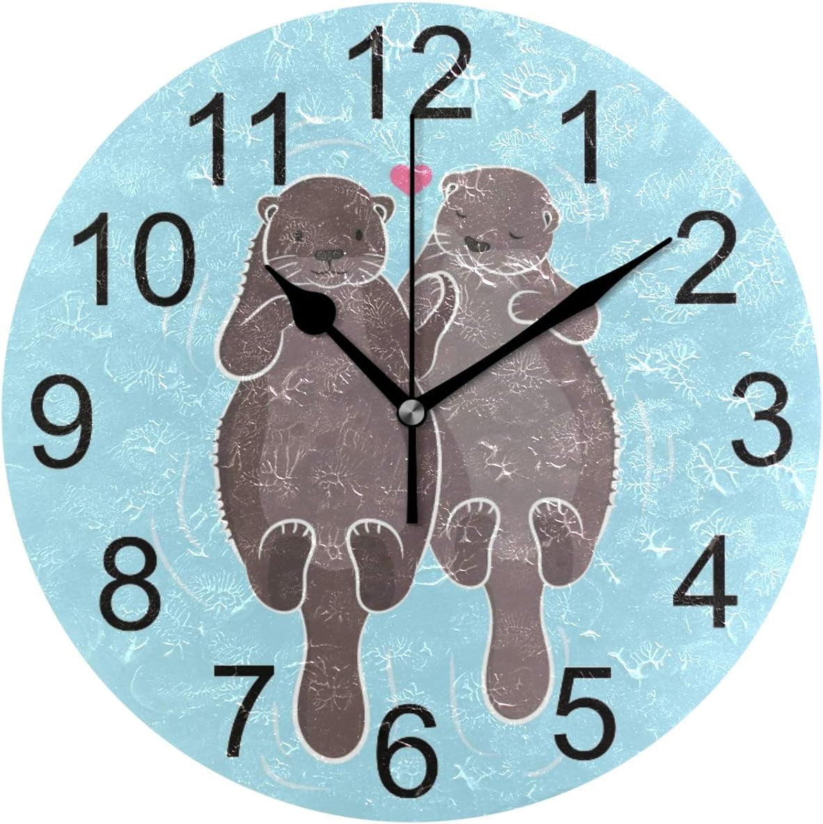 GZHJMY Animal Otter Round Wall Clock, Otter Silent Non Ticking Wall ...