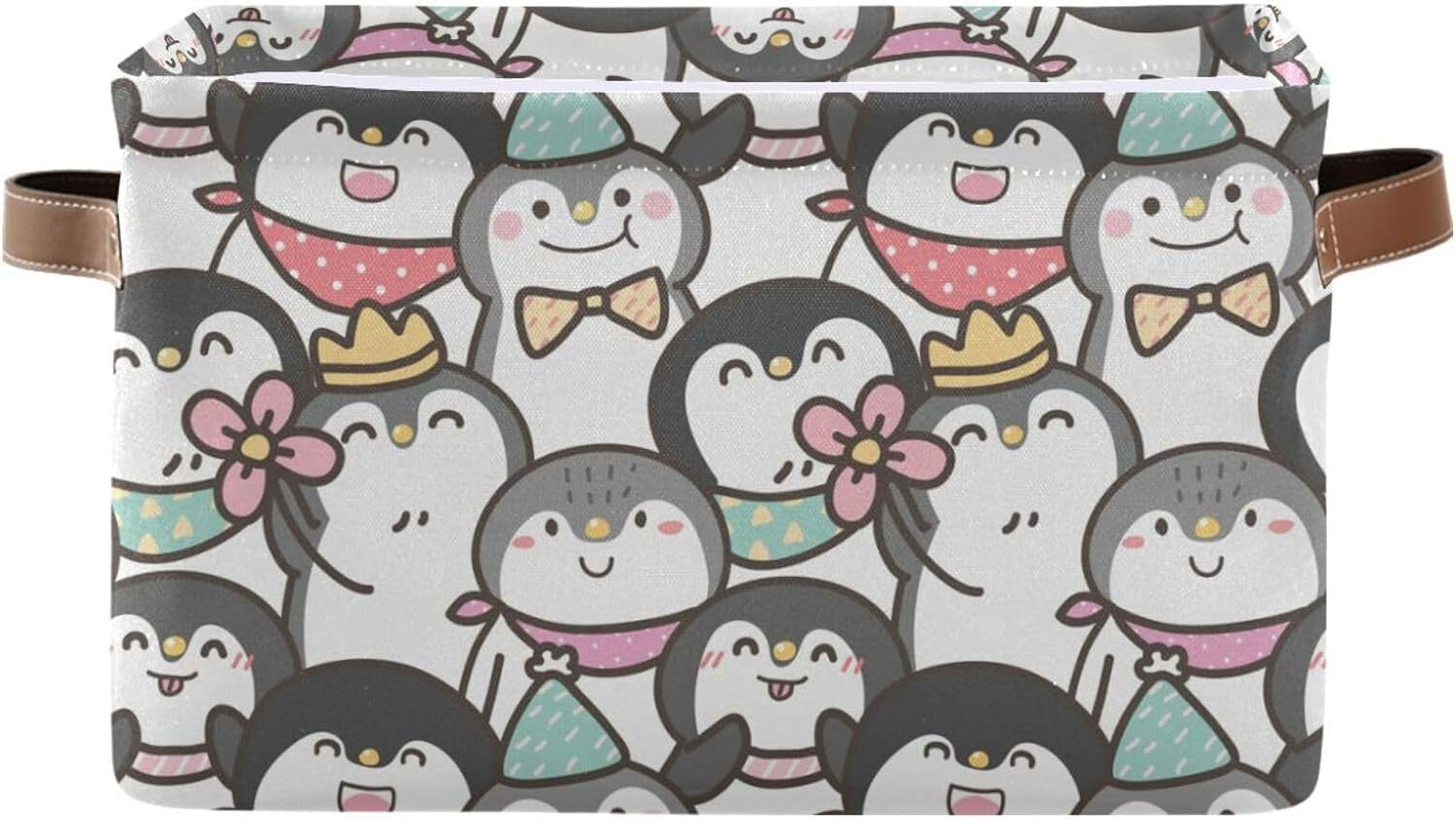 GZHJMY Animal Penguin Storage Basket, Durable Canvas With Handles Large ...