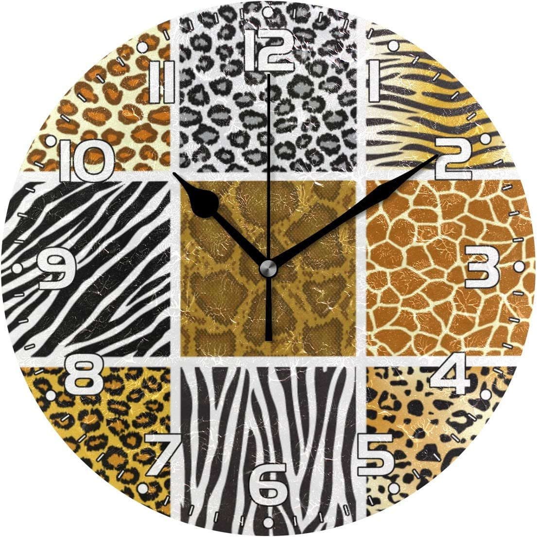 GZHJMY Animal Skin Leopard Print Zebra Stripe in Grid Check Round ...