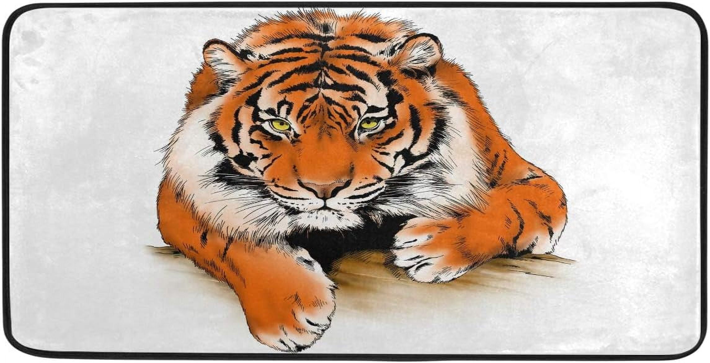 GZHJMY Animal Tiger Anti Fatigue Kitchen Floor Mat, Watercolor Tiger ...