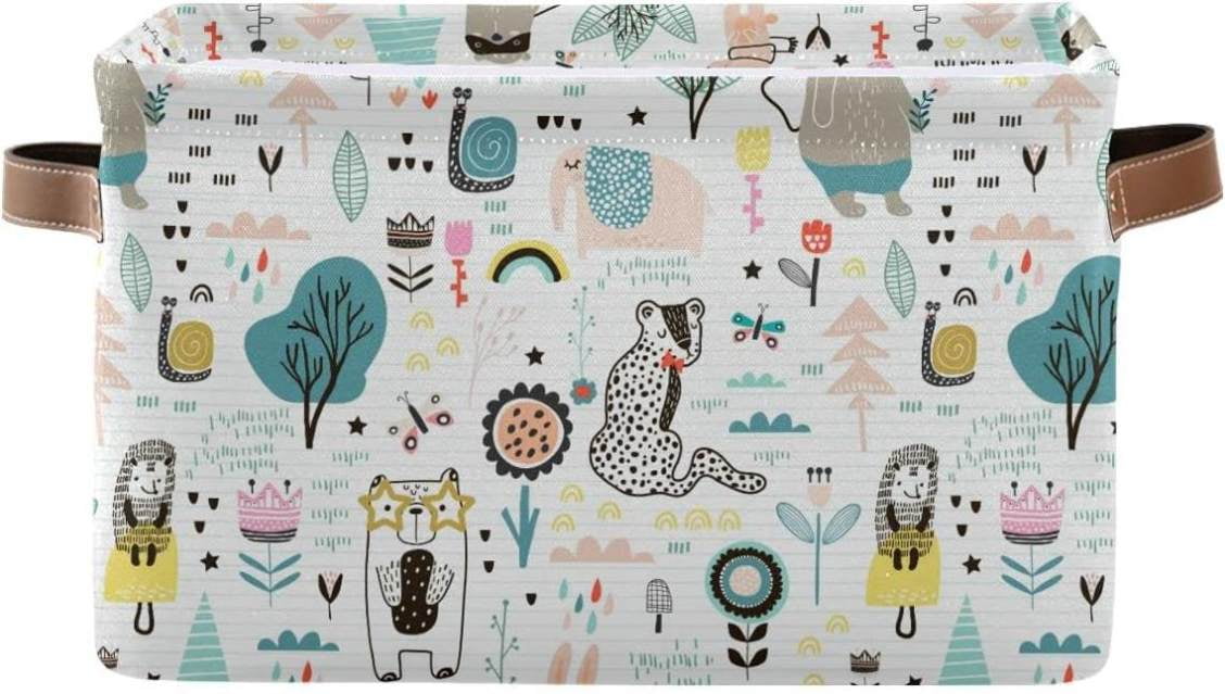 GZHJMY Animals Pattern Rectangular Storage Bin, Collapsible Toy Storage ...