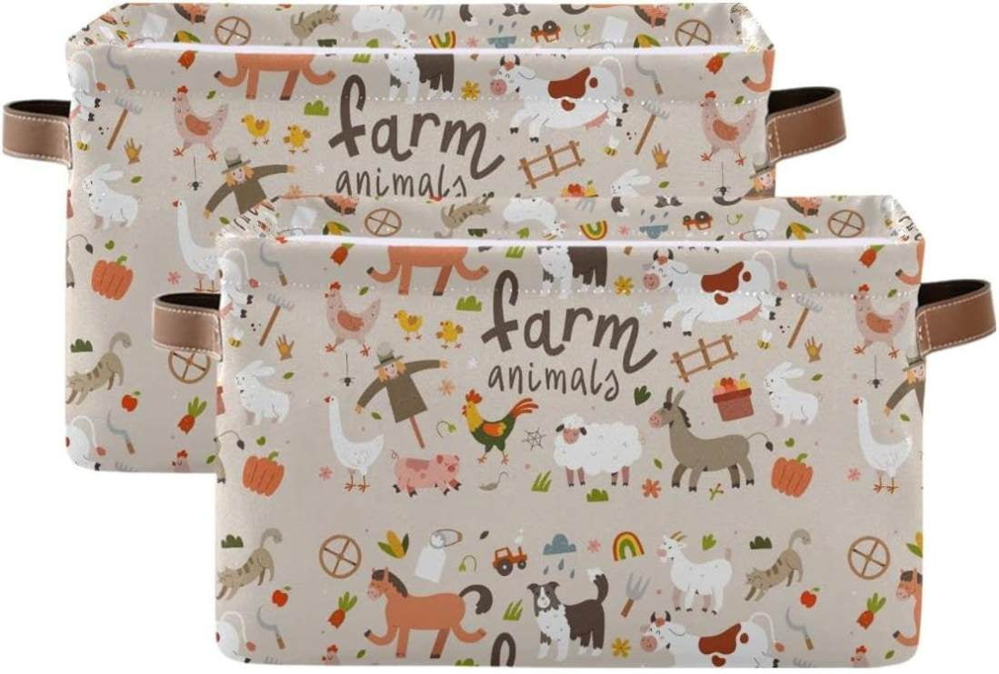 GZHJMY Animals Pattern Rectangular Storage Bins, 2 PCS Collapsible Toy ...