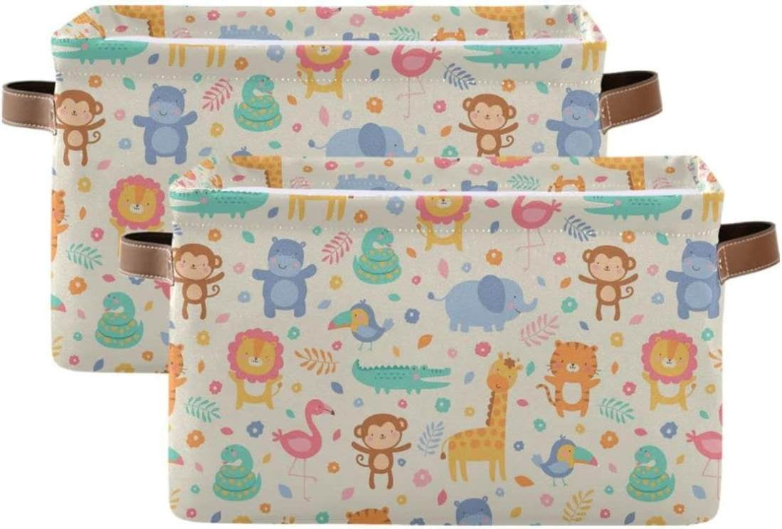 GZHJMY Animals Pattern Rectangular Storage Bins, 2 PCS Collapsible Toy ...