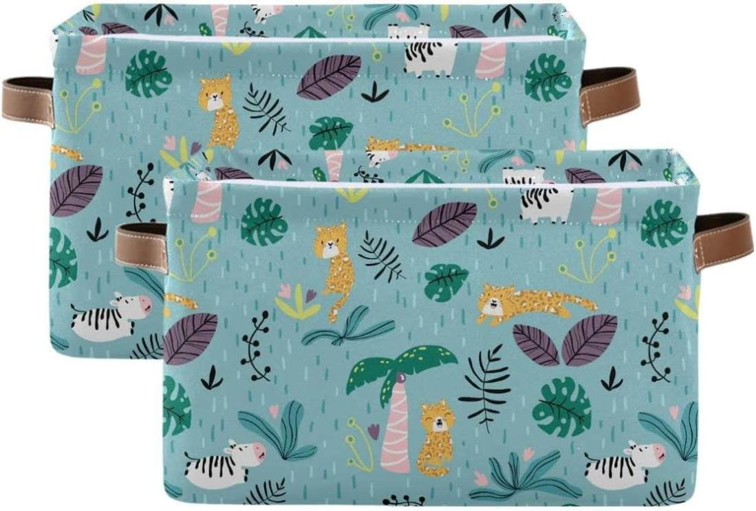 GZHJMY Animals Pattern Rectangular Storage Bins, 2 PCS Collapsible Toy ...