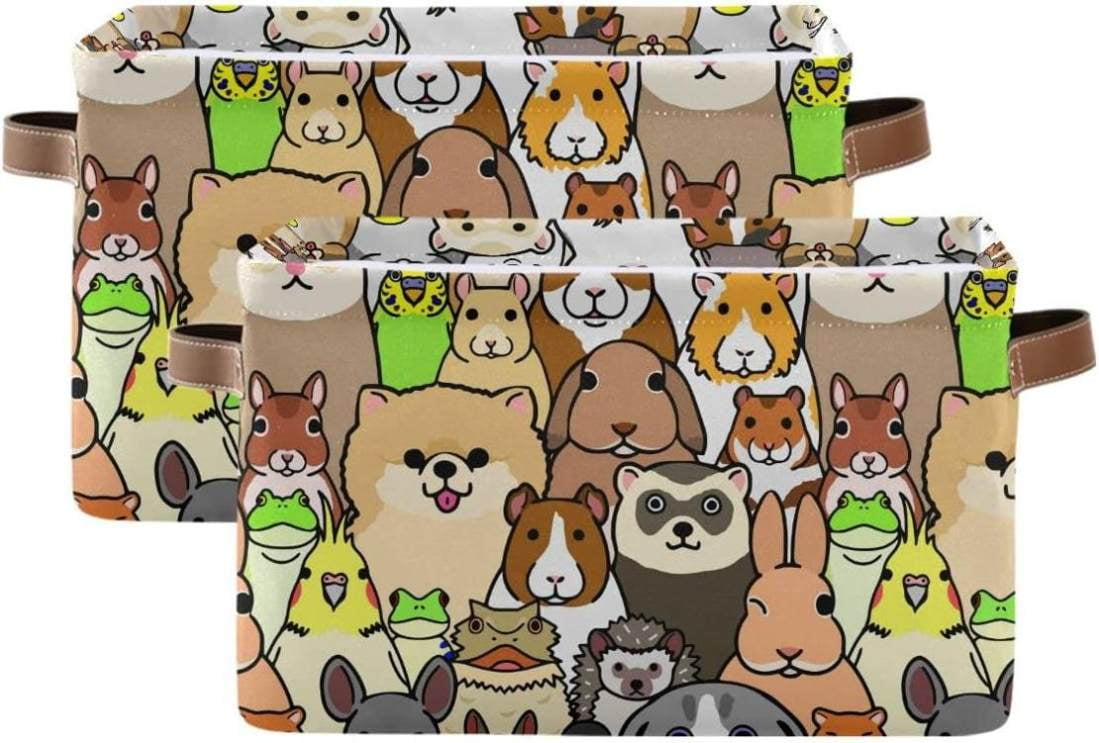 GZHJMY Animals Pattern Rectangular Storage Bins, 2 PCS Collapsible Toy ...