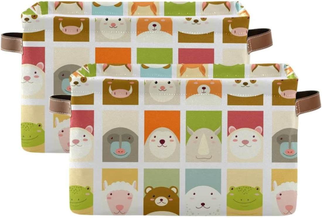GZHJMY Animals Pattern Rectangular Storage Bins, 2 PCS Collapsible Toy ...