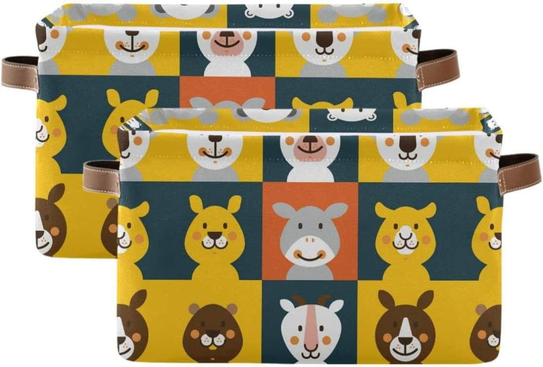 GZHJMY Animals Pattern Rectangular Storage Bins, 2 PCS Collapsible Toy ...