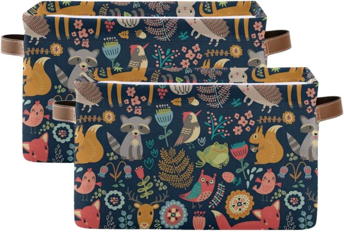 GZHJMY Animals Pattern Rectangular Storage Bins, 2 PCS Collapsible Toy ...