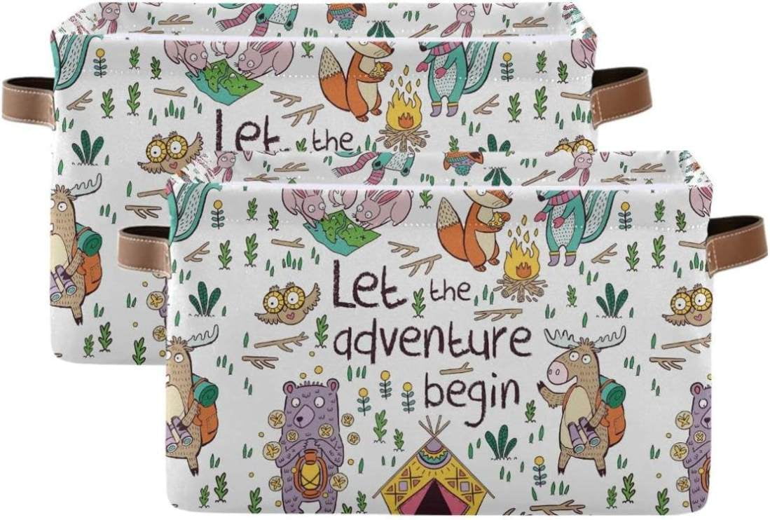GZHJMY Animals Pattern Rectangular Storage Bins, 2 PCS Collapsible Toy ...